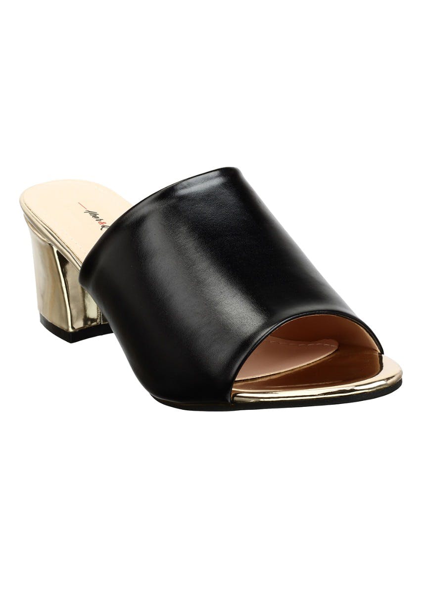 Get Broad Belt Metallic Block Heels at ₹ 799 | LBB Shop