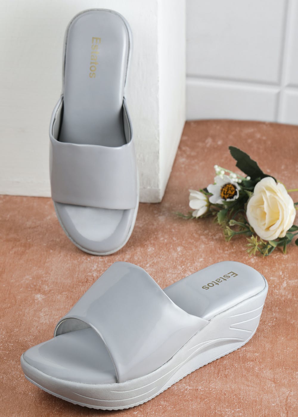 Get Open Toe Platform Heels Grey Sandals at ₹ 799 | LBB Shop