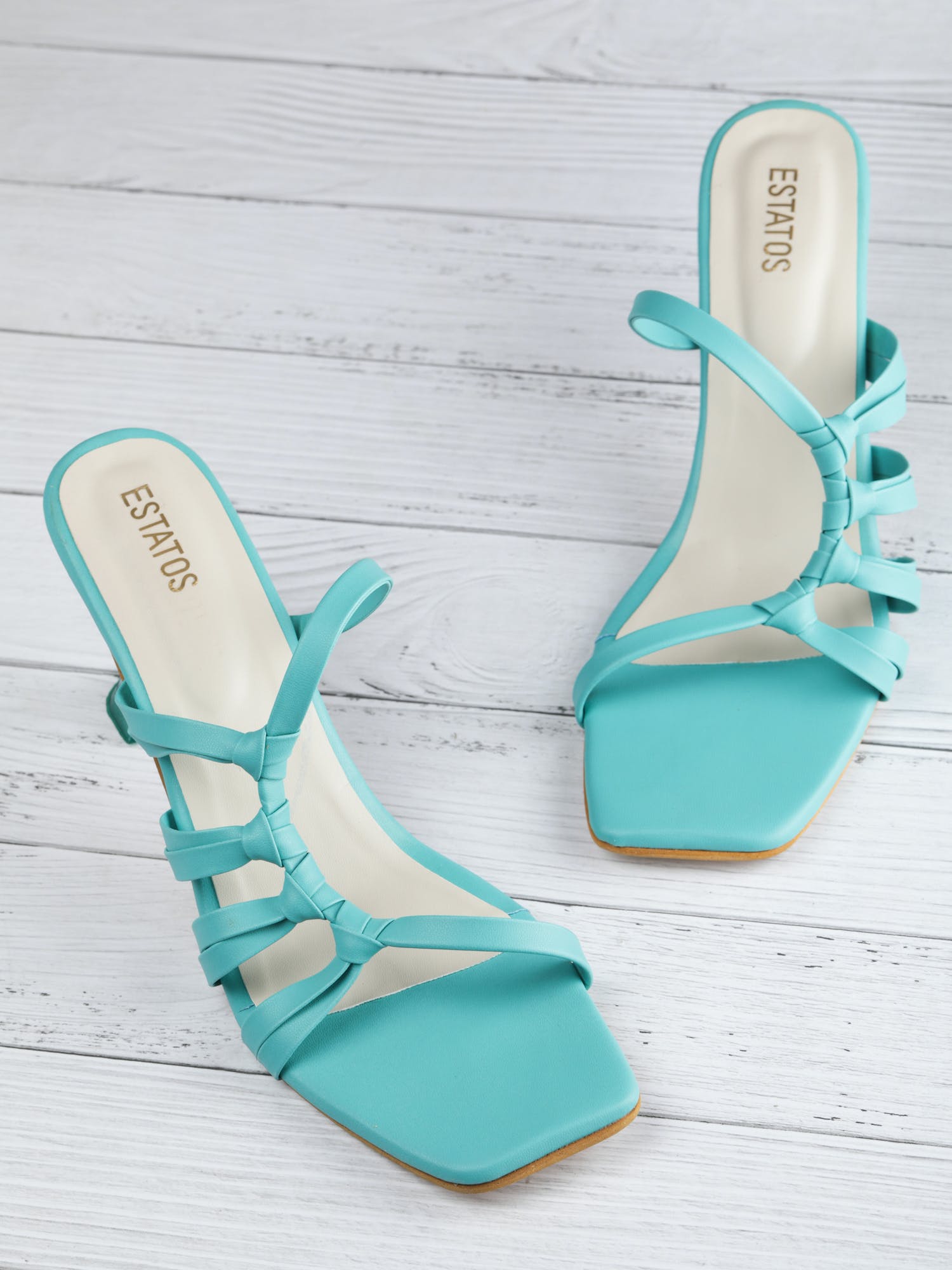 Get Pu Kitten Heels Cyan Color Sandals at ₹ 1399 | LBB Shop