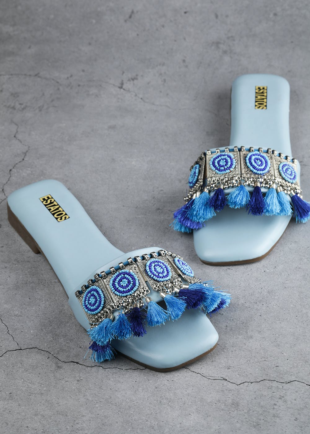 Get Pu Sliders Flat Navy Blue Slippers at ₹ 1599 | LBB Shop