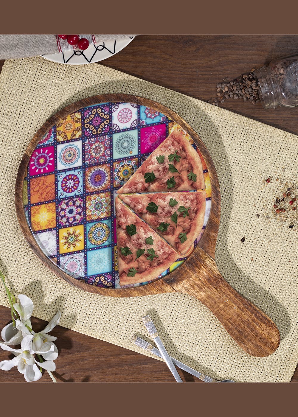 Get Floral Mandala Print Pizza Platter at ₹ 749 | LBB Shop