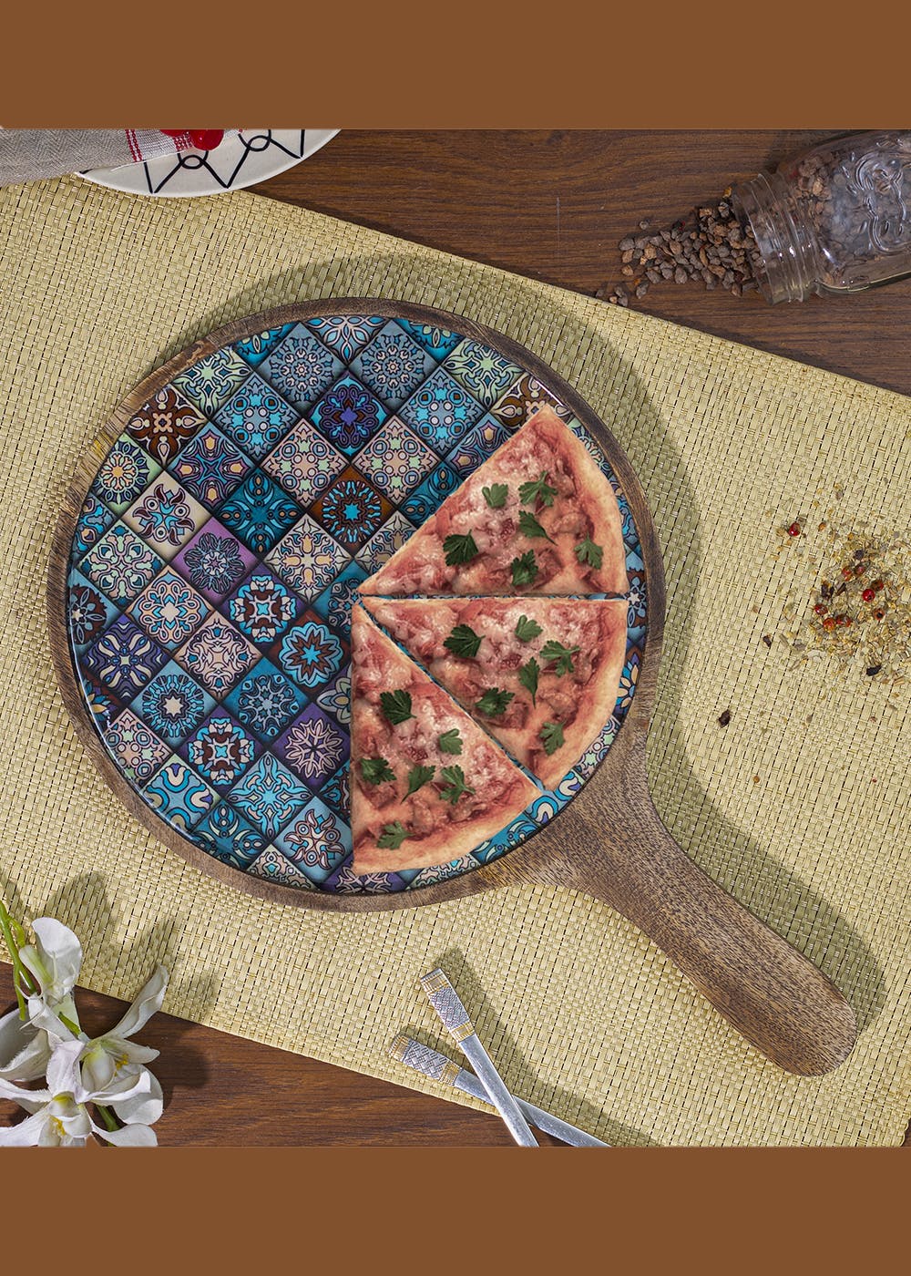 Get Mandala Mosaic Print Pizza Platter at ₹ 749 | LBB Shop