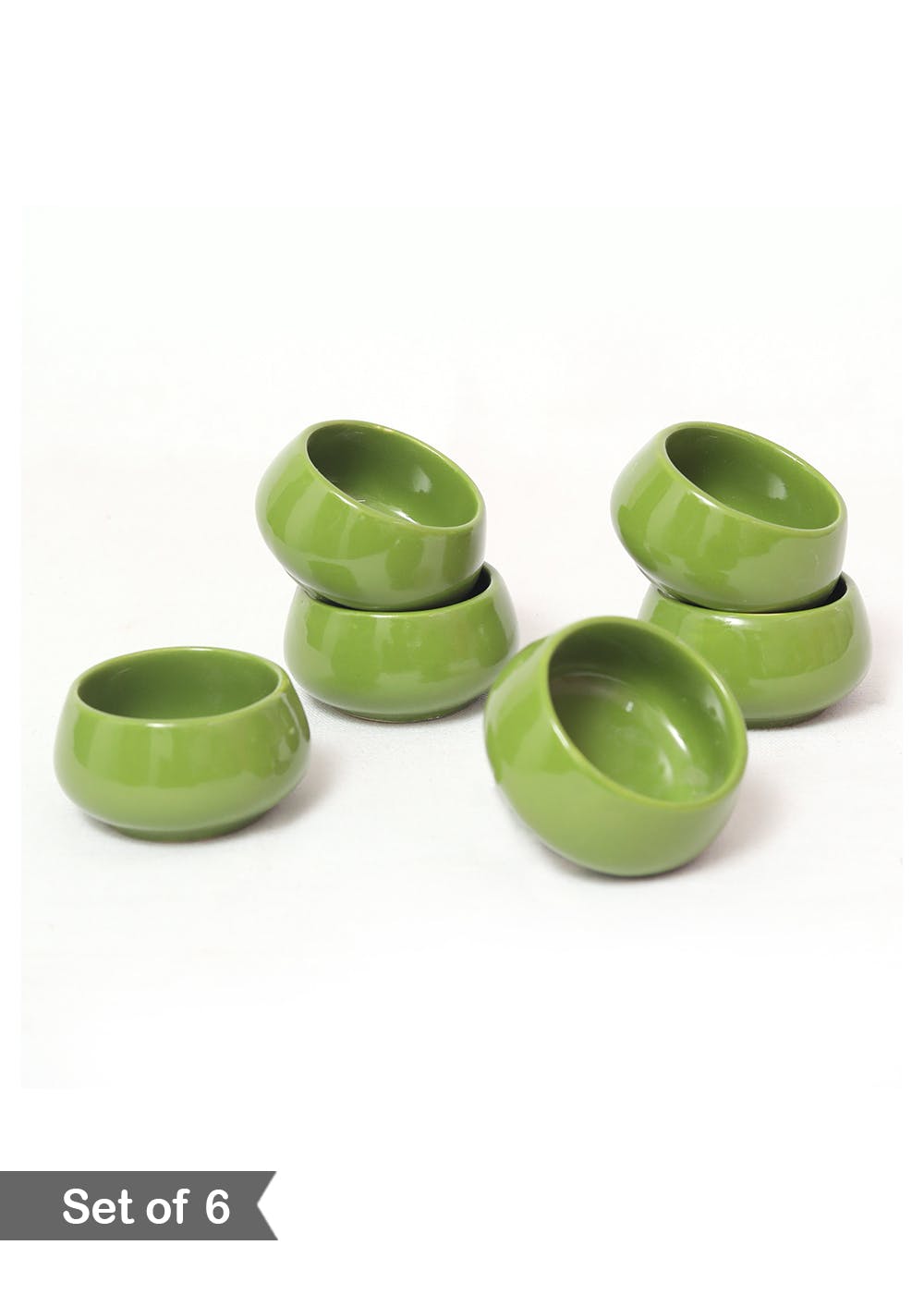 Get Ceramic Handmade Light Green Chutney Mini Bowls-Set of 6 at ₹ 459 ...