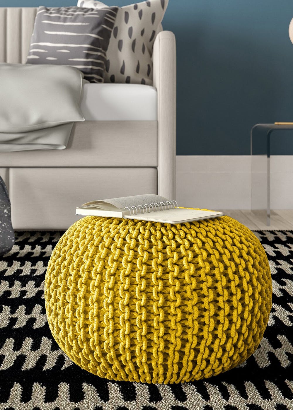 Get Knitted Pouffe In Yellow Colour at ₹ 1299 | LBB Shop