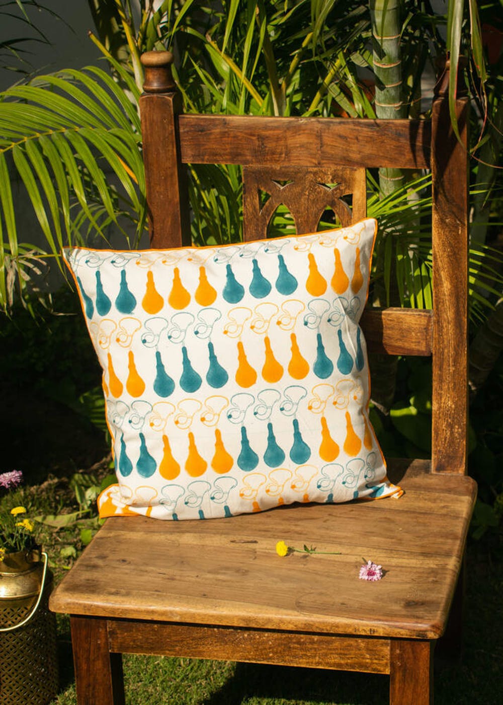 Get Cycle Rickshaw Bhopu - Hand Block Printed Cotton Cushion Cover at ...