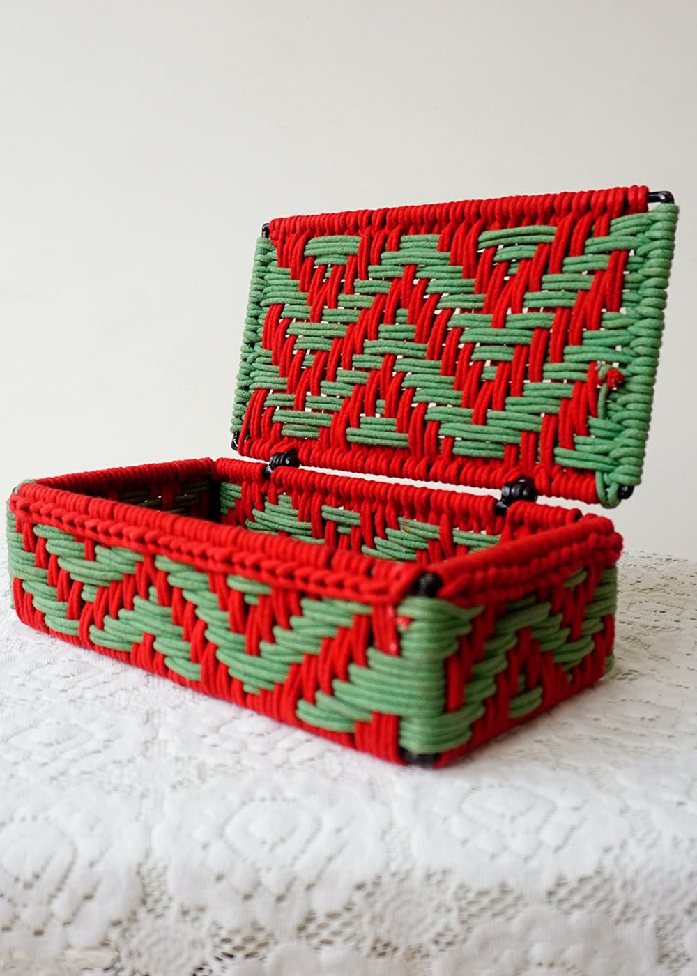 Get Red & Green Zig Zag Woven Pattern Box at ₹ 2200 | LBB Shop