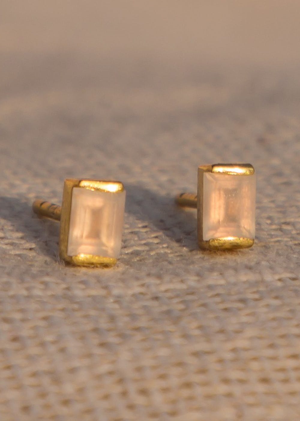 Get Sleek Baguette White Stone Studs at ₹ 638 | LBB Shop