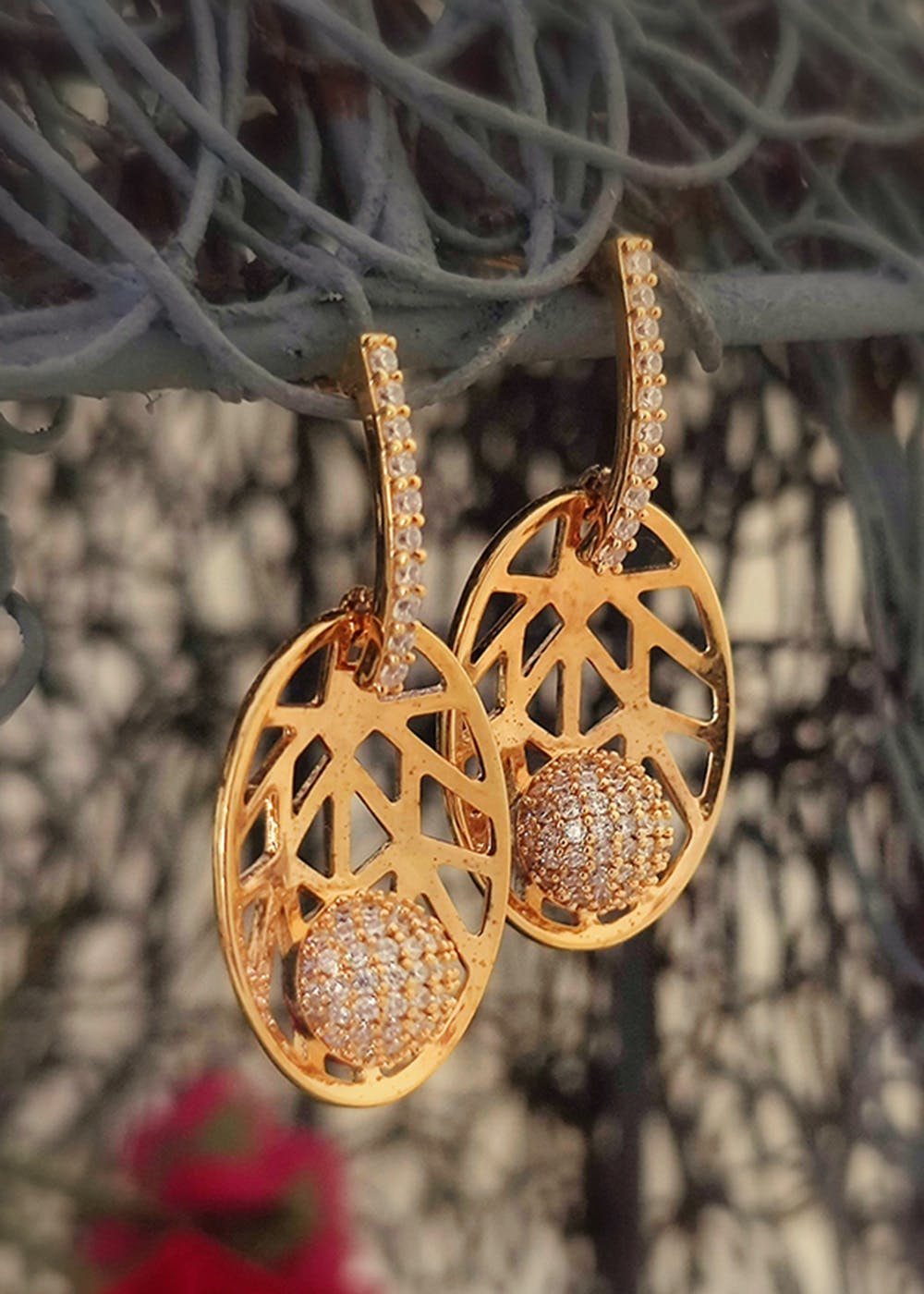 Get Gold Plated Jali Studded Earrings at ₹ 1150 | LBB Shop