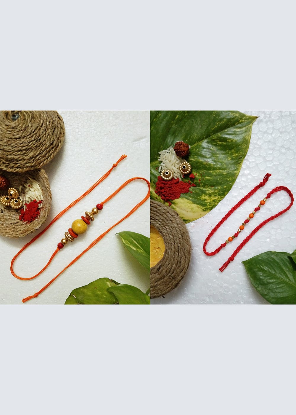 Get Big Yellow Beaded Orange Dhaga With Red Dhaga With Brass Beads at ...