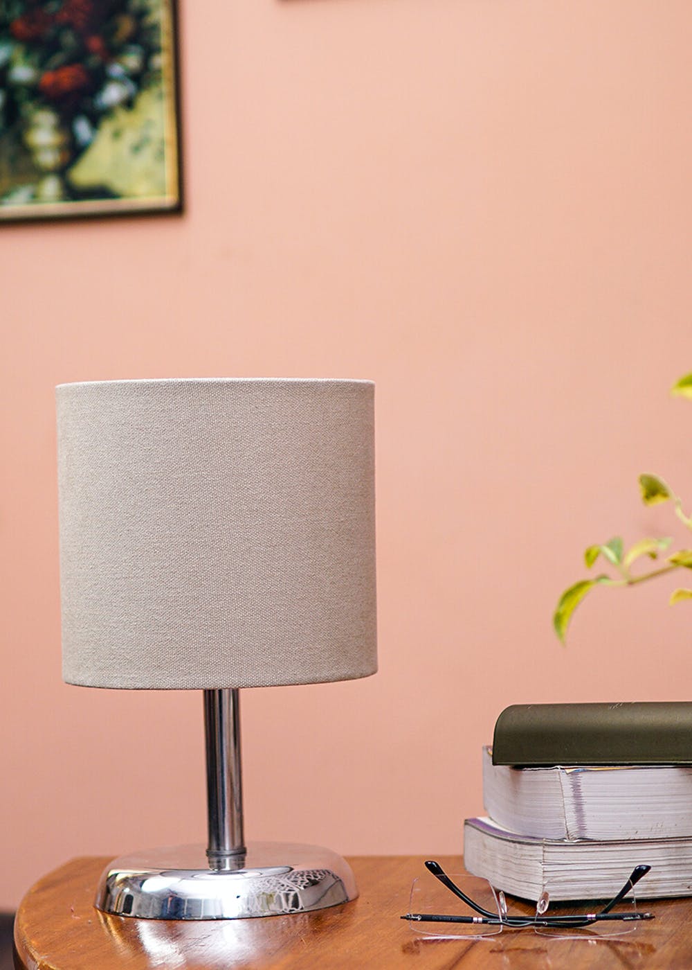 Get Levi Table Lamp With Textured Grey Cylindrical Shade at ₹ 2290 | LBB Shop