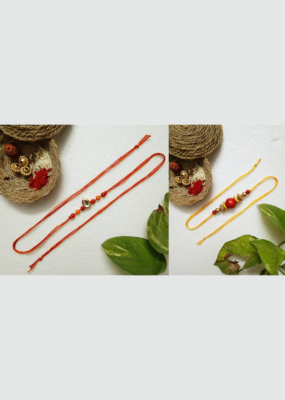 Get Drop Kundan Rakhi And Big Red Yellow Beaded Rakhi at ₹ 280 | LBB Shop