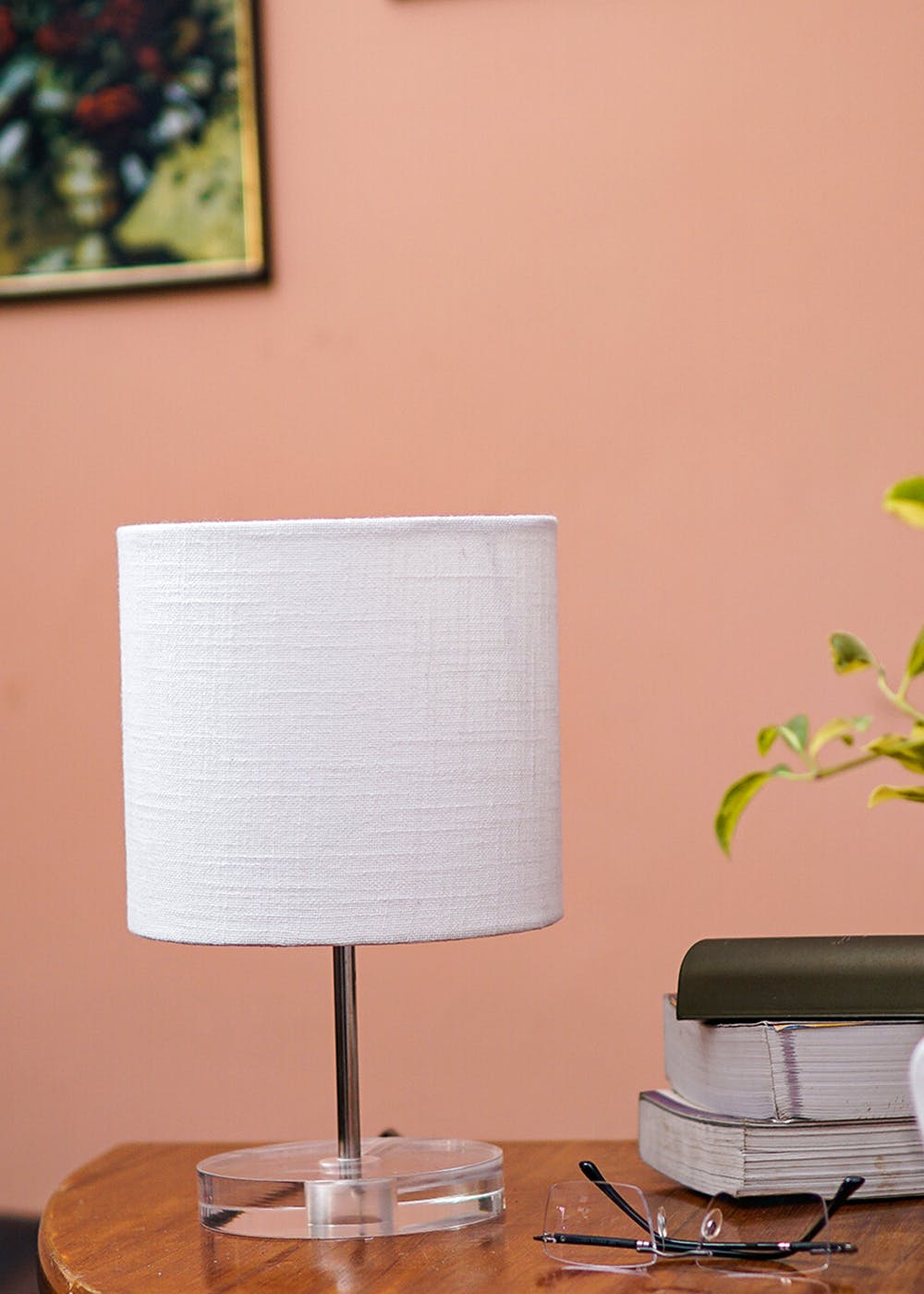 Get Celeste Table Lamp With Textured White Cylindrical Shade at ₹ 2390 ...