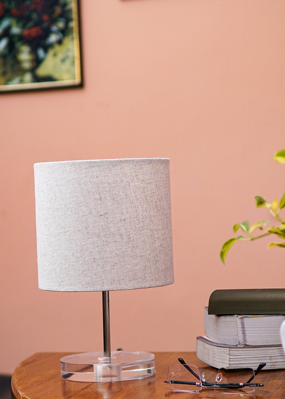 Get Celeste Table Lamp with Textured Beige Cylindrical Shade at ₹ 2390 ...
