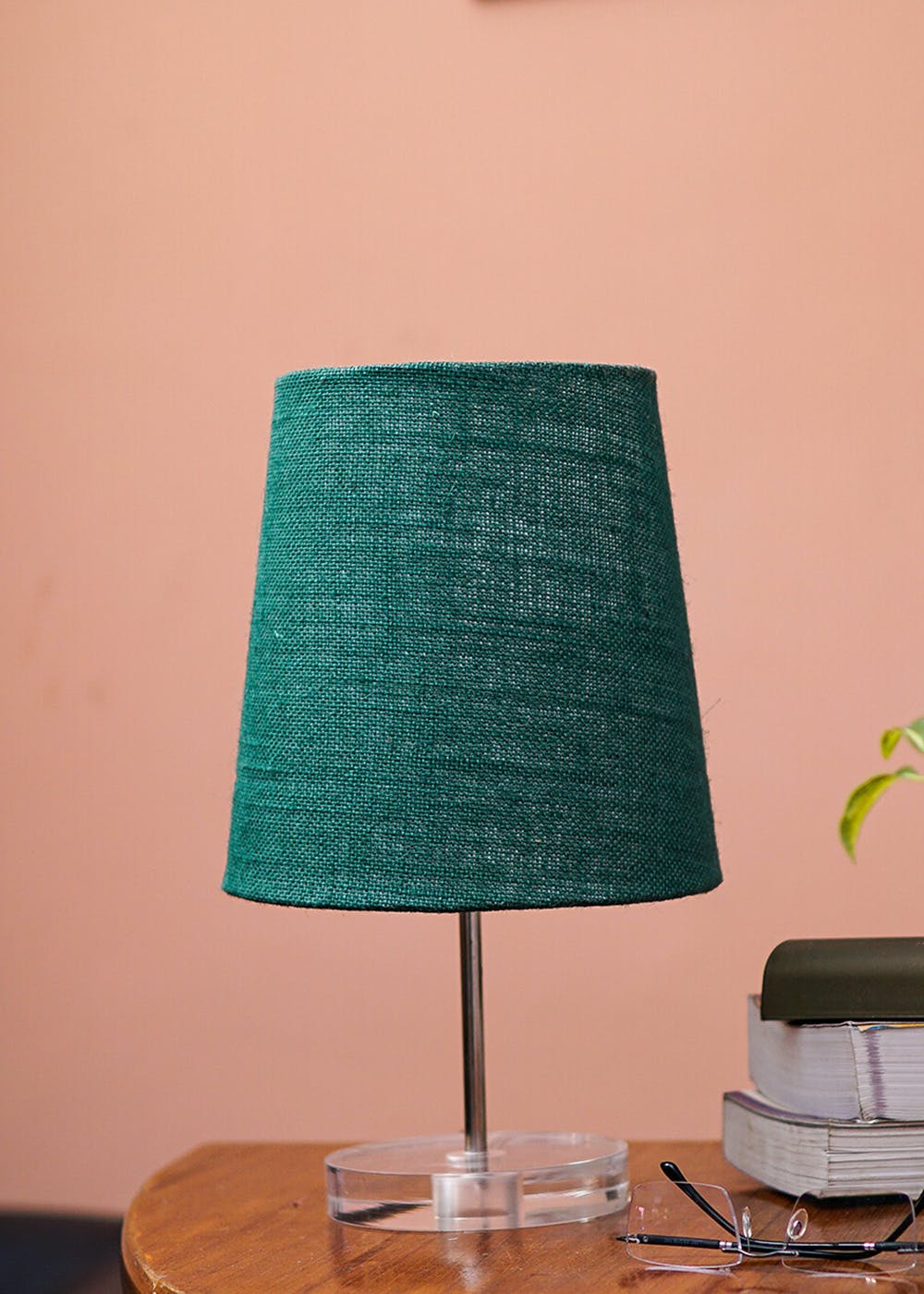 Get Celeste Table Lamp with Dark Green Drum Shade at ₹ 2390 | LBB Shop