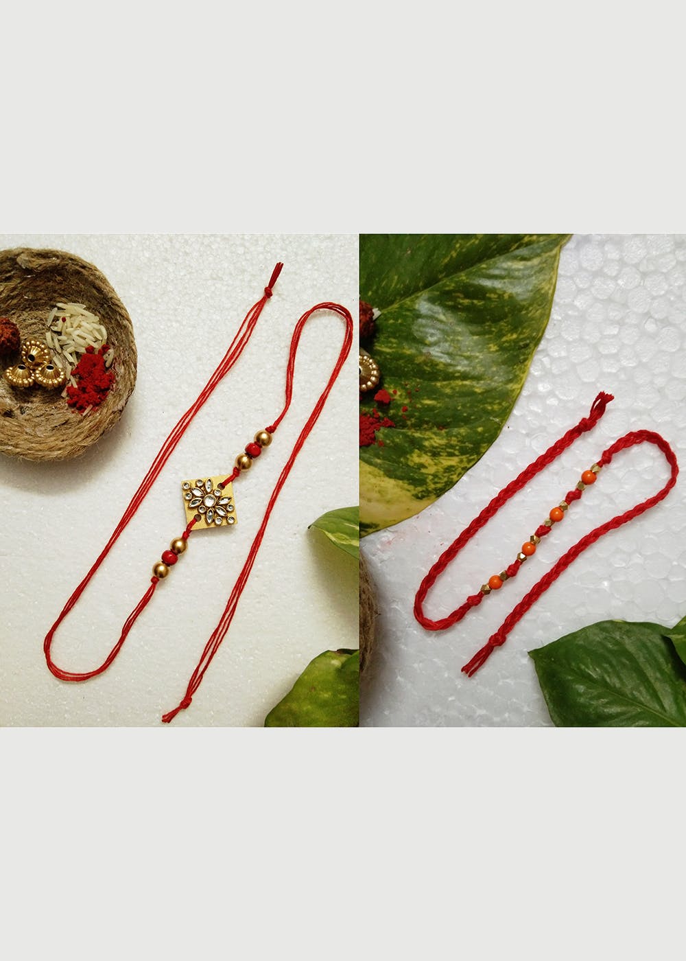 Get Golden Eye Square Rakhi And Red Brass Rakhi at ₹ 280 | LBB Shop