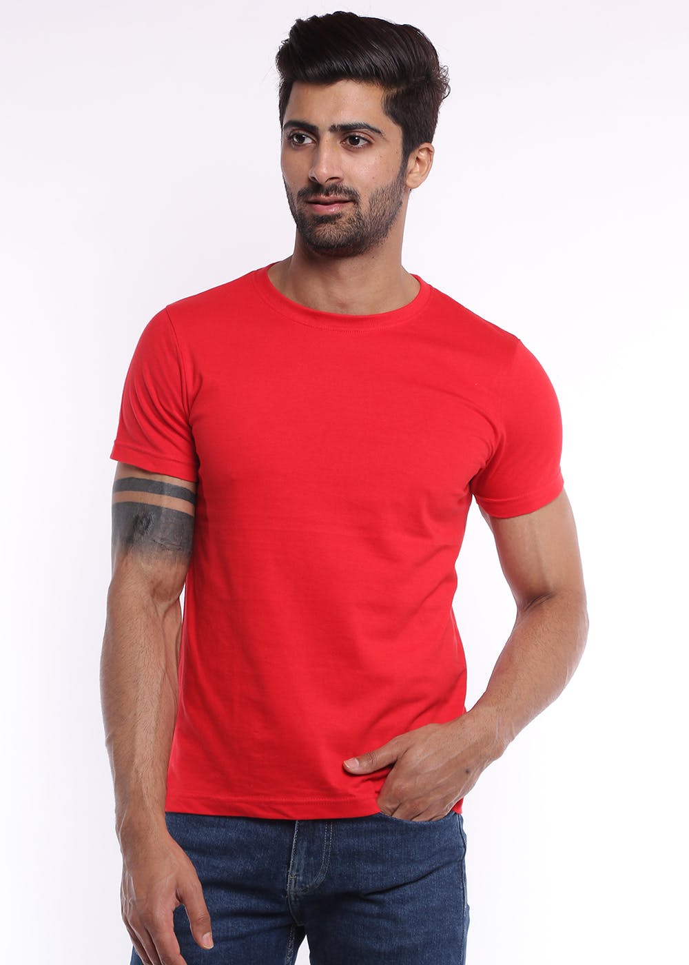 Get Bio Washed Solid Basic Round Neck Cotton T Shirt At ₹ 260 Lbb Shop