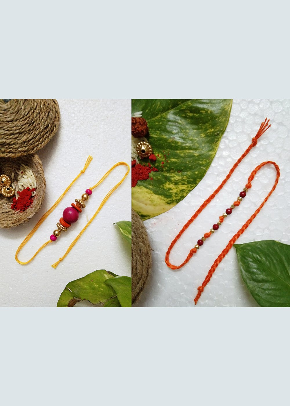 Get Big Pink Yellow Beaded Dhaga And Orange Brass Dhaga at ₹ 290 | LBB Shop