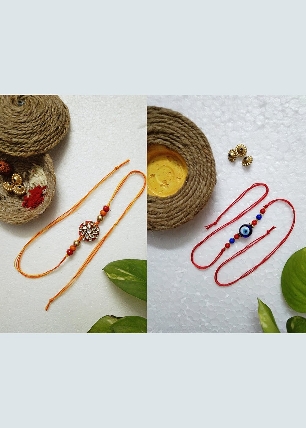 Get Red Eye Kundan Round Rakhi And Red Evil Eye Rakhi at ₹ 290 | LBB Shop