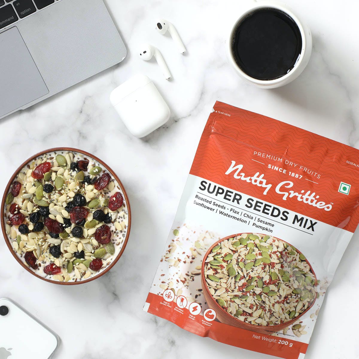 Get Super Seeds Mix - Roasted - Flax, Chia, Sesame, Sunflower ...