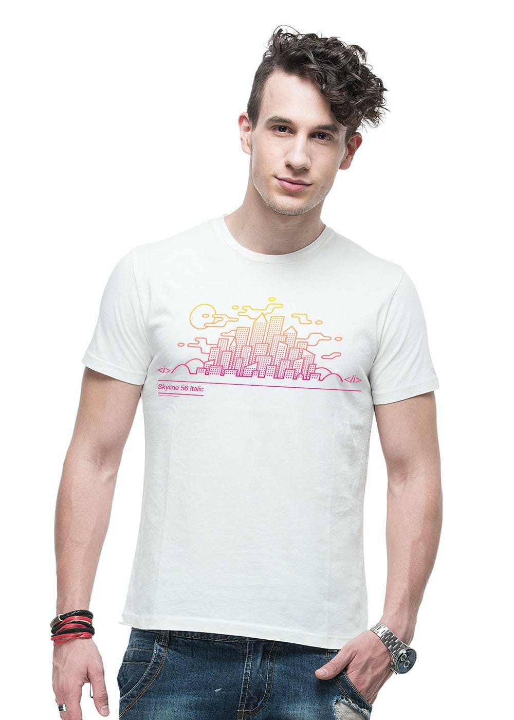 Get Skyline Graphic White T-Shirt at ₹ 799 | LBB Shop