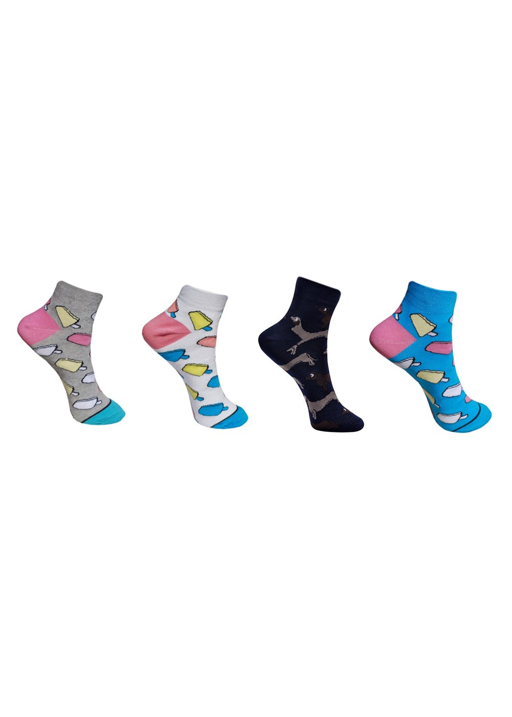 Get Set of 4 Ankle Length Multi Coloured Knitted Design Socks at ₹ 450 ...