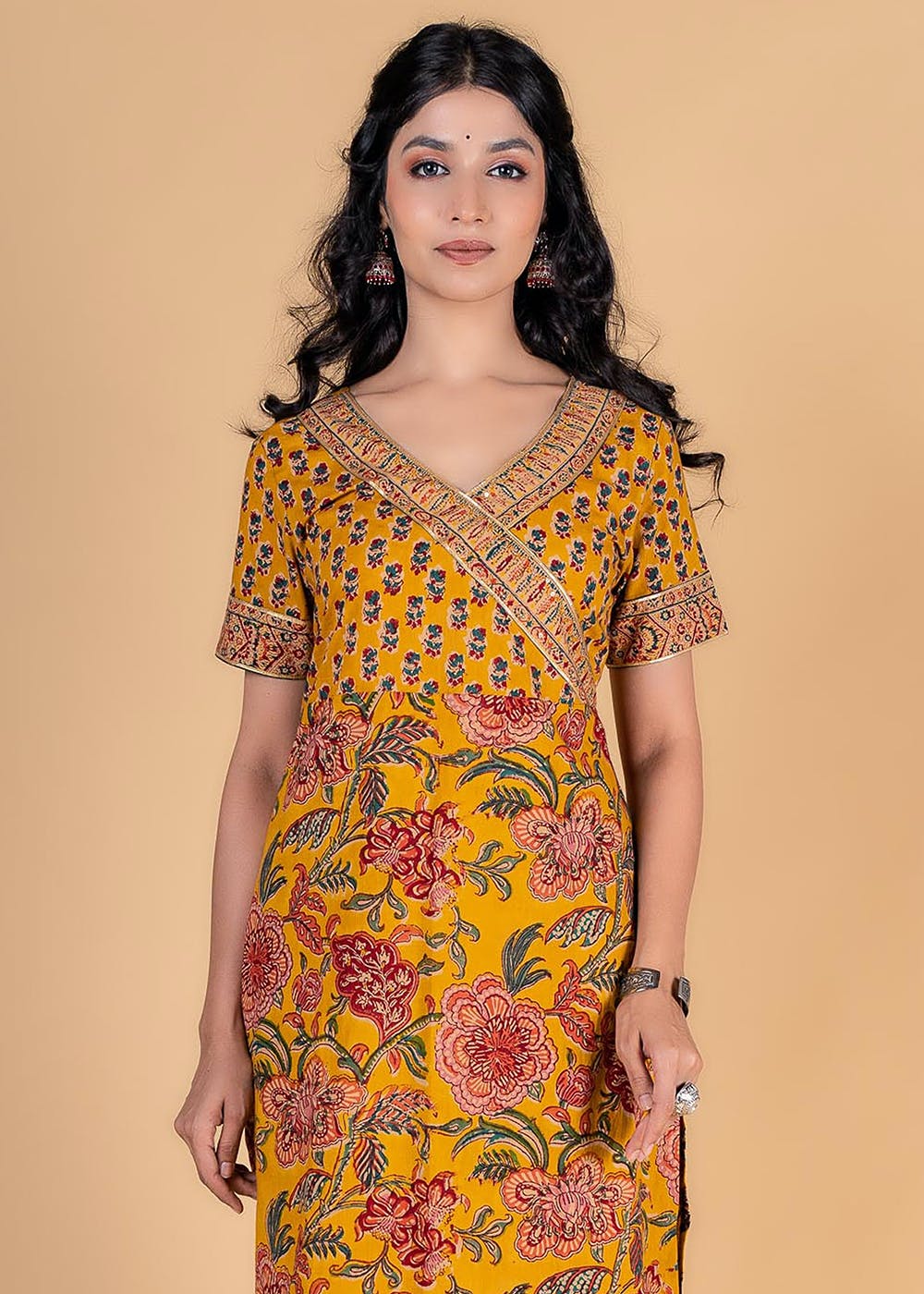 Get Antique Mustard Block Printed Kurta at ₹ 1859 | LBB Shop