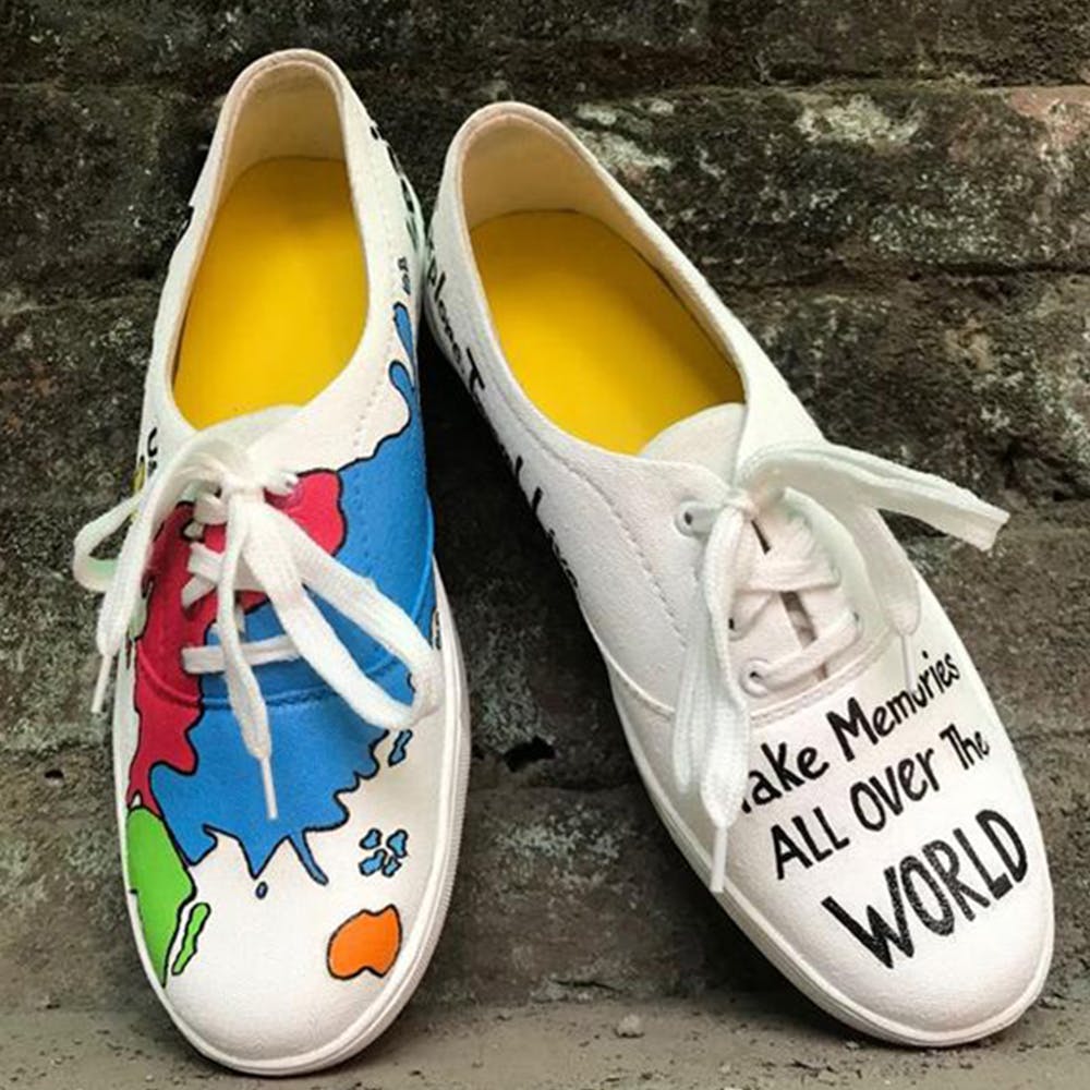 Get World Map Doodle Shoes at ₹ 1950 | LBB Shop