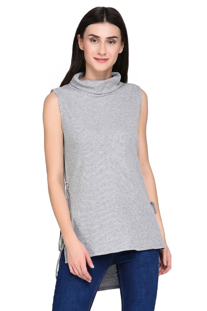 Get Grey High Neck Sleeveless Top at ₹ 399 | LBB Shop