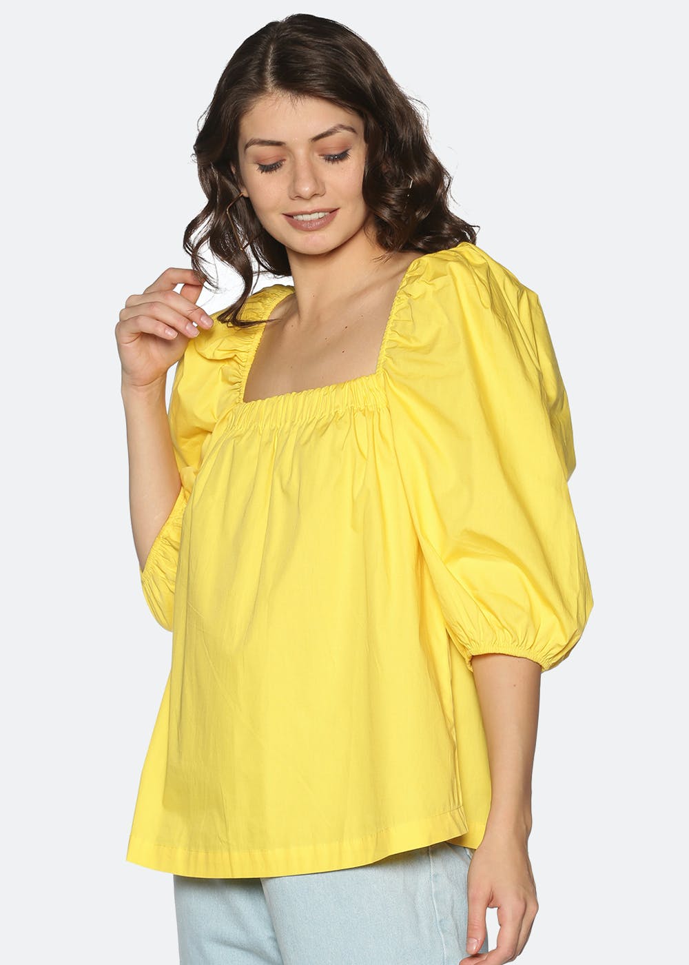 Get Yellow Solid Puff Sleeve Top at ₹ 1134 | LBB Shop