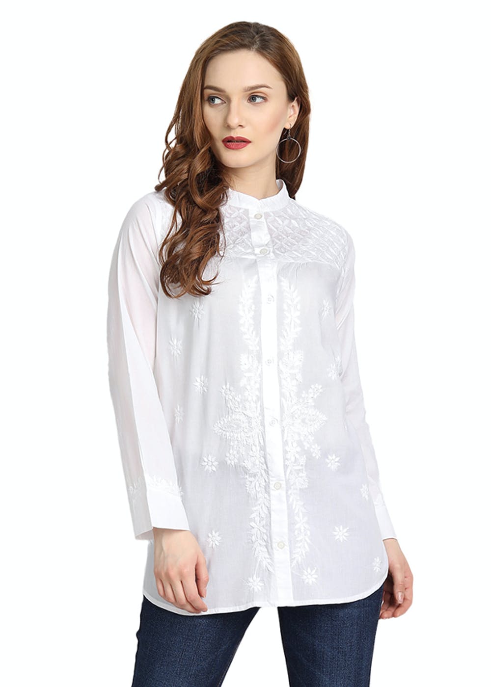 Get Classic White Chikankari Embroidered Tunic at ₹ 1349 | LBB Shop