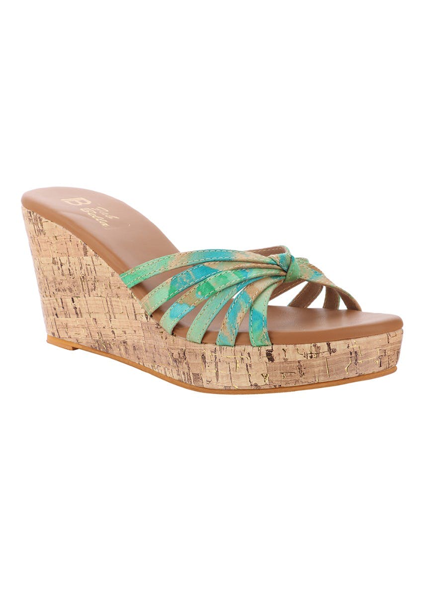Get Knot Front Strappy Green Wedges at ₹ 1199 | LBB Shop