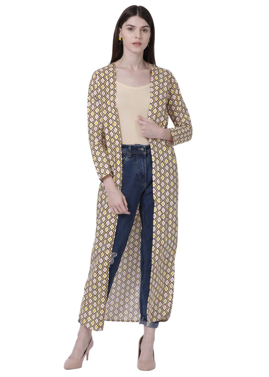 Get Multicoloured Zigzag Print Long-Line Jacket at ₹ 799 | LBB Shop