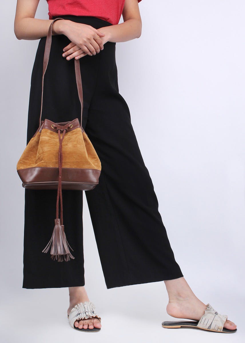 Get Two-Tone Brown Drawstring Bag at ₹ 1250 | LBB Shop