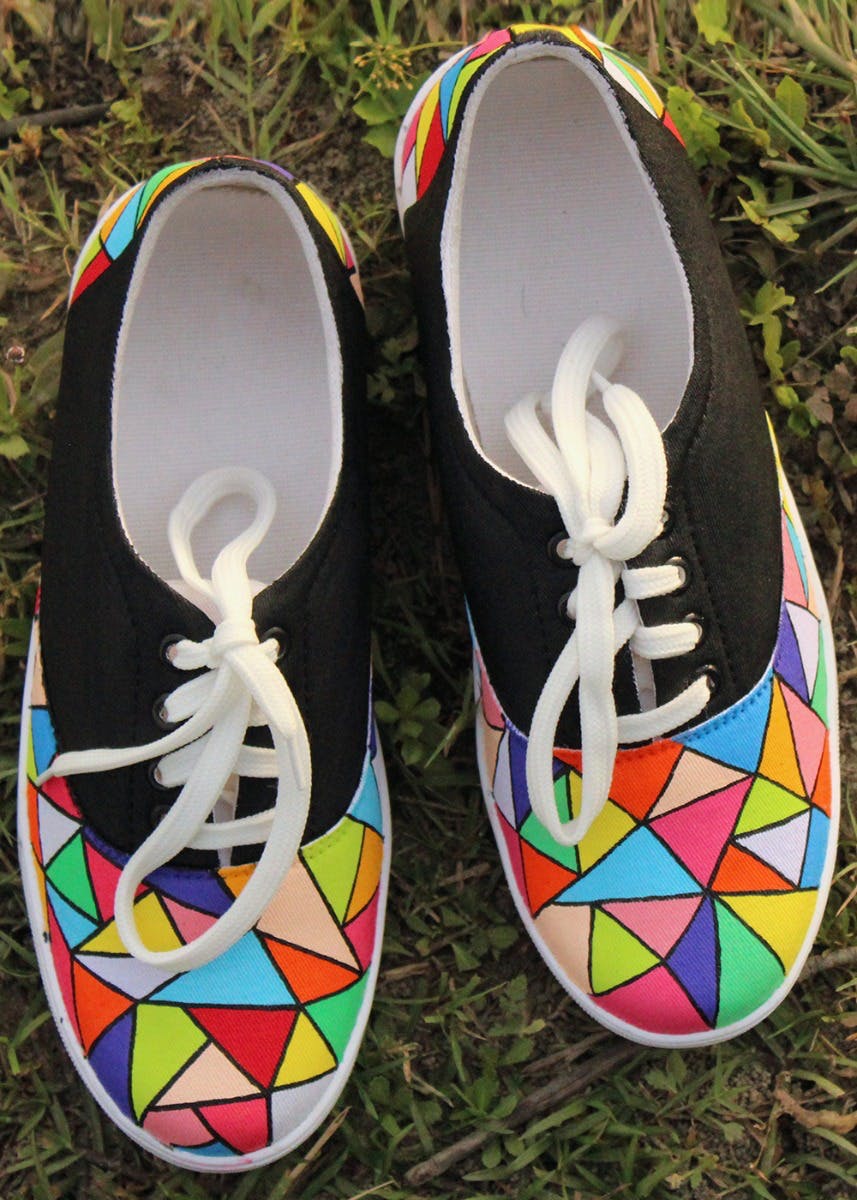Get Multicoloured Triangle Print Sneakers at ₹ 1499 | LBB Shop
