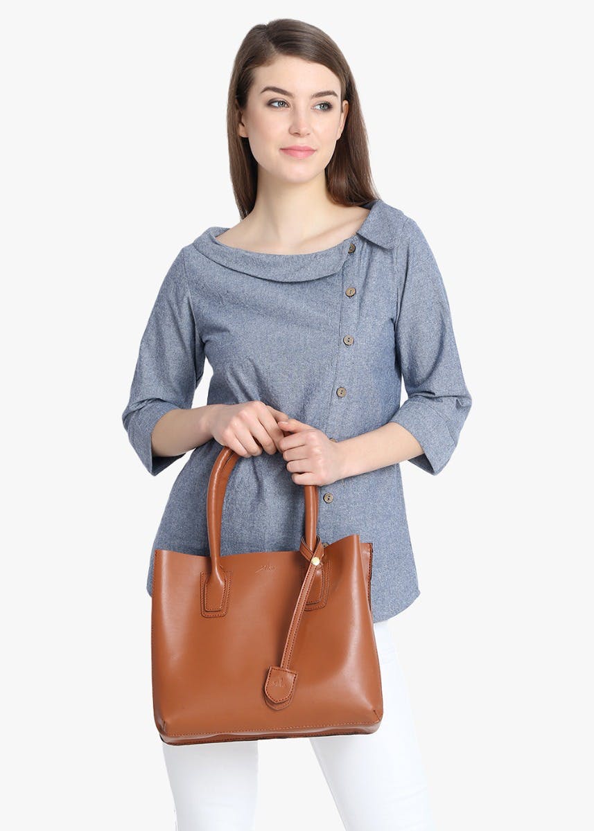 Get Triple Compartment Open Handbag with Striped Belt at ₹ 1145 | LBB Shop