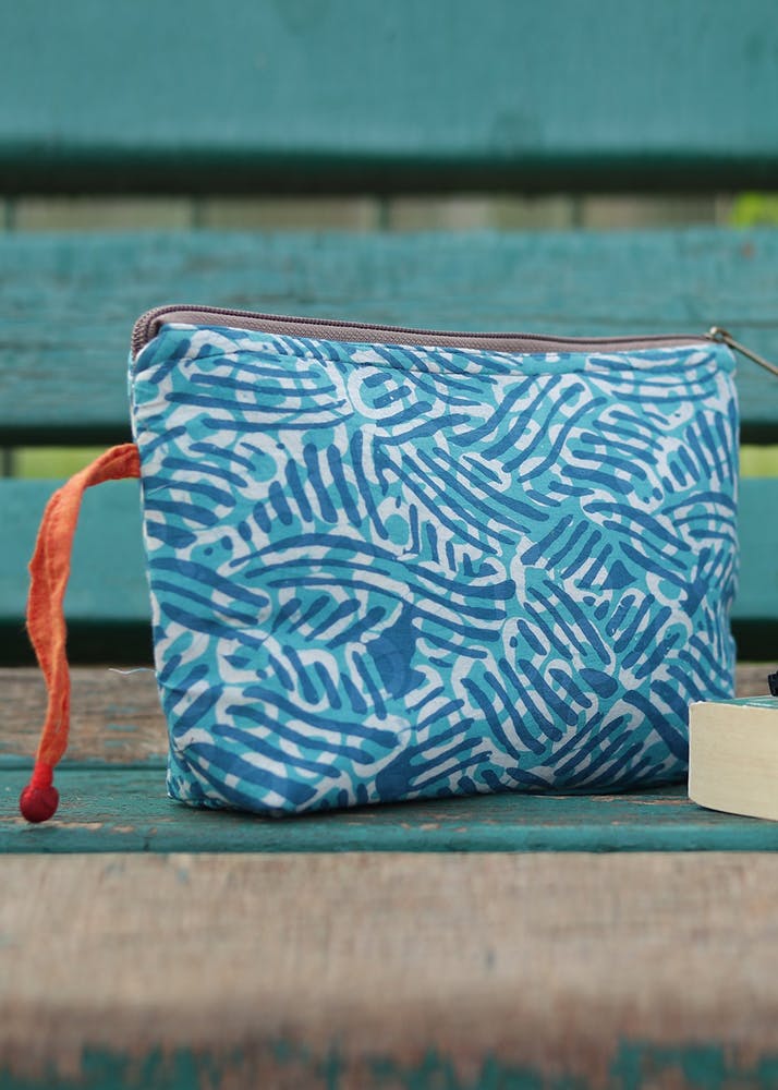 Get Handblock Abstract Wave Print Cotton Pouch at ₹ 390 | LBB Shop