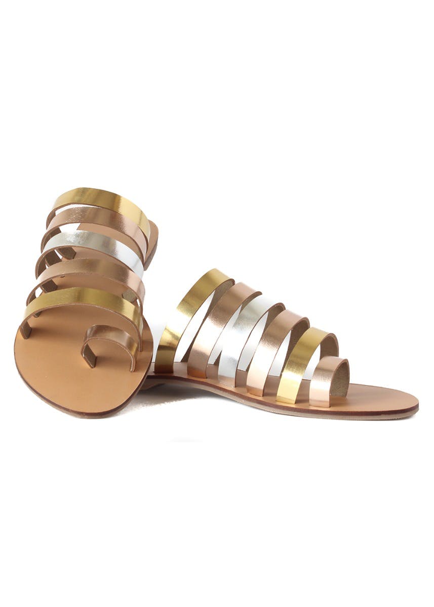 Get One-Toe Metallic Strappy Slides at ₹ 999 | LBB Shop