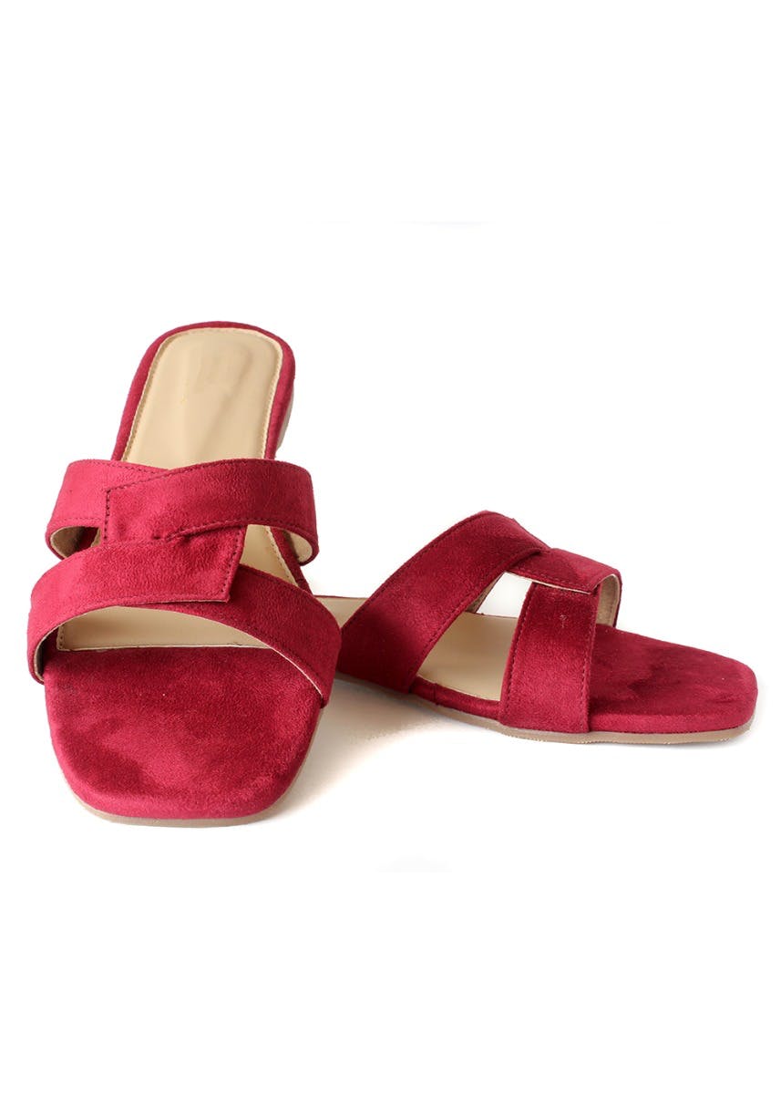 Get Maroon Suede H-Strap Slides at ₹ 899 | LBB Shop