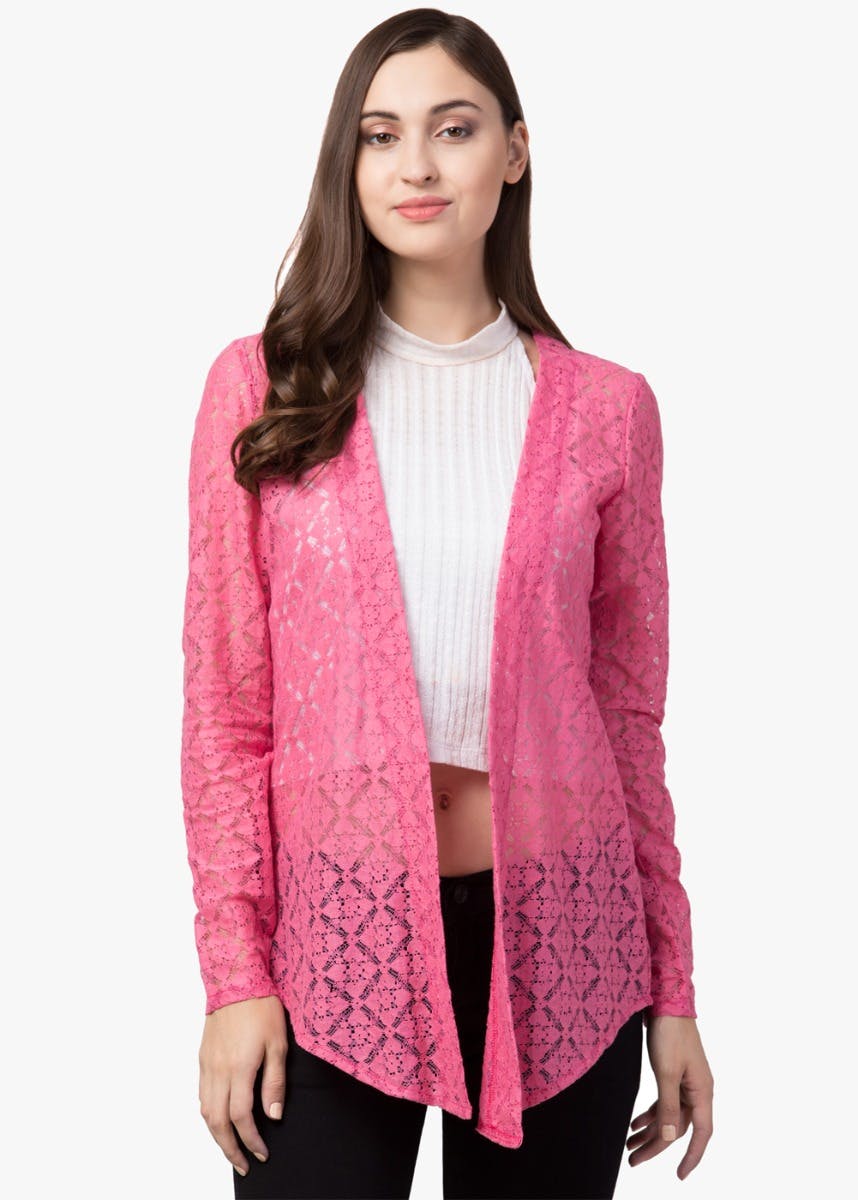 Get Solid Geometric Floral Lace Cut Shrugs at ₹ 871 | LBB Shop