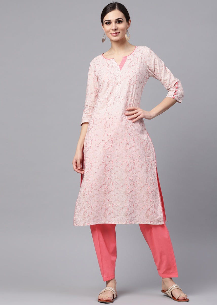 Get Pink Paisley Printed Tunic With Solid Pants Set at ₹ 2099 | LBB Shop