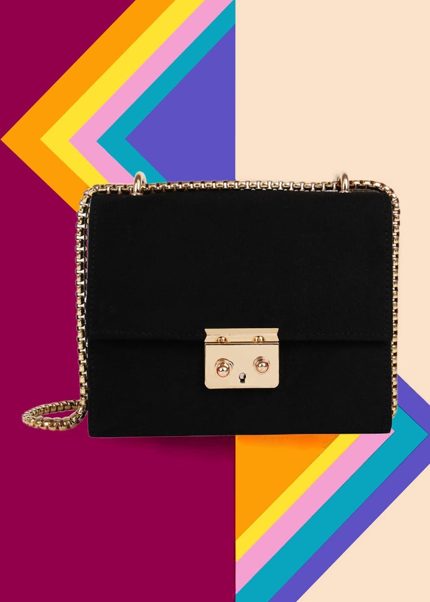 Get Metal Lock Detail Suede Solid Cross-Body at ₹ 1300 | LBB Shop