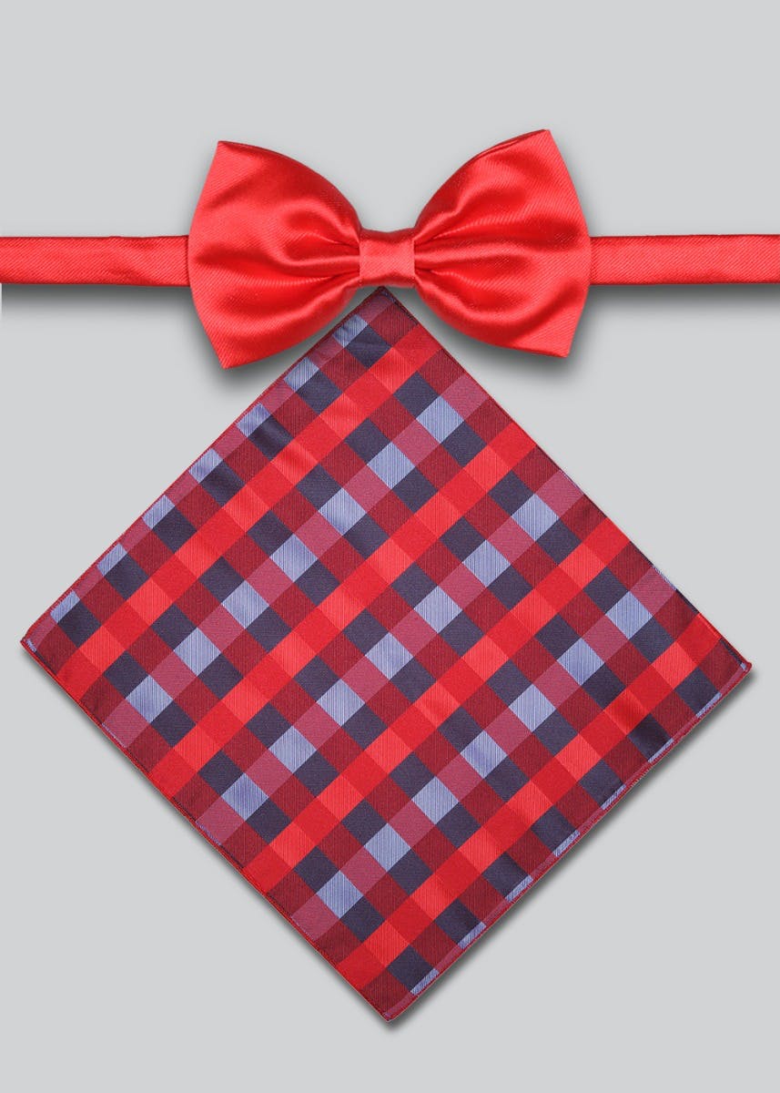 Get Solid Bow Tie And Checkered Pocket Square Set at ₹ 519 | LBB Shop