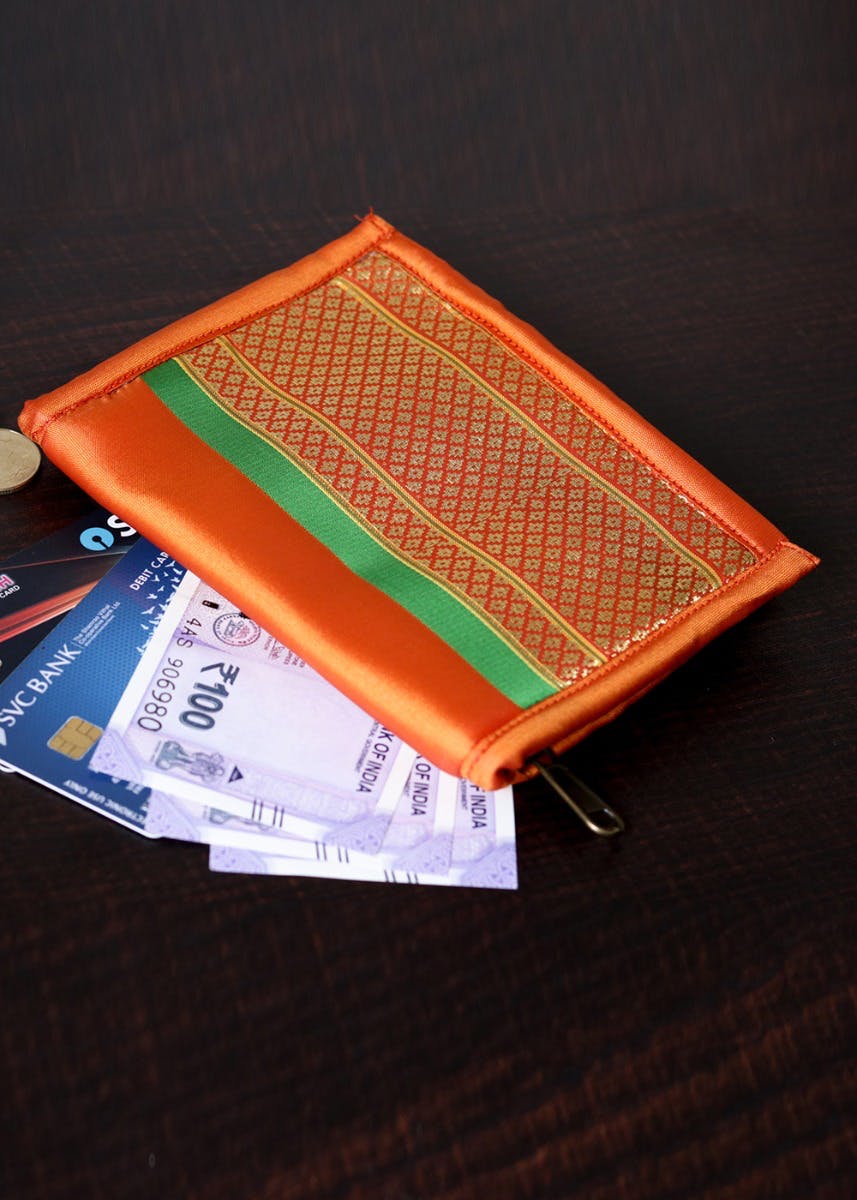 Get Handblock Monotone Border Silk Wallet at ₹ 695 | LBB Shop