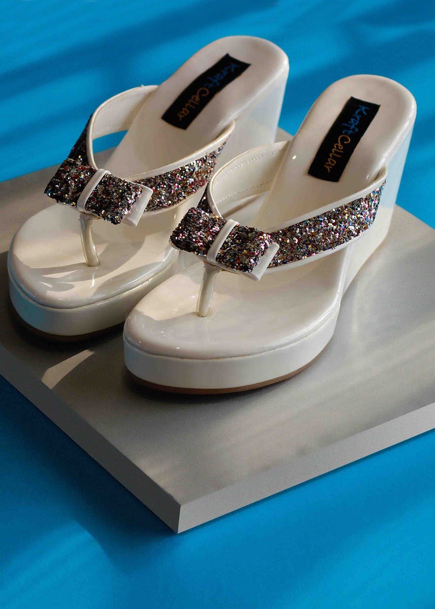 Get Stone Embellished Bow Wedges at ₹ 1049 | LBB Shop