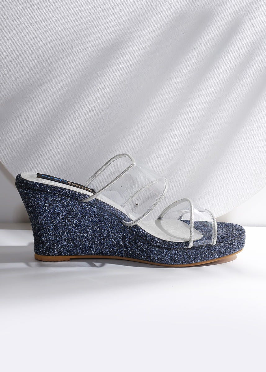 Get PVC Strap Detail Shimmery Wedges at ₹ 1189 | LBB Shop