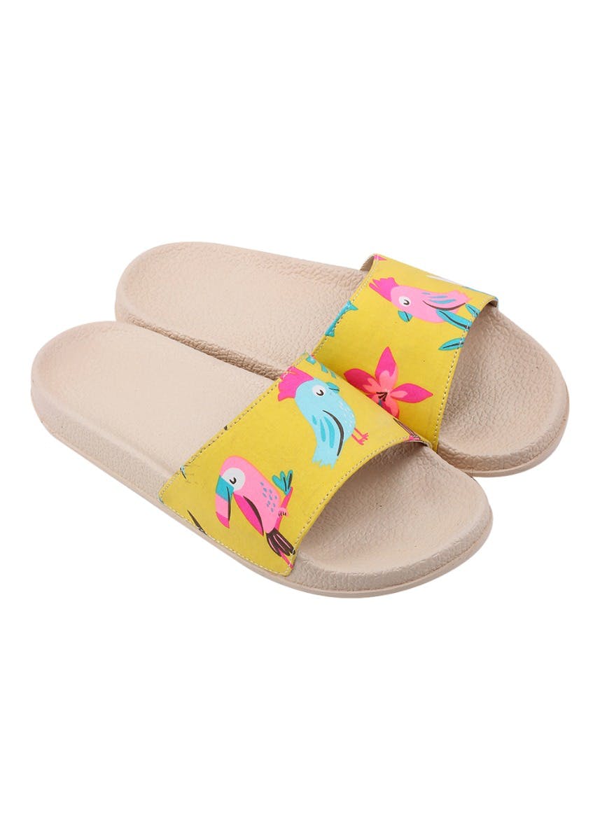 Get Parrot Printed Yellow Slides at ₹ 1199 | LBB Shop