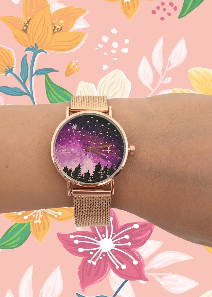 Get Handpainted Night Star Dial Mesh Metal Watch at ₹ 1299 | LBB Shop