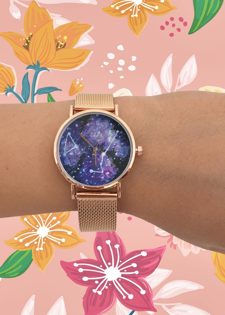 Get Handpainted Galaxy Dial Mesh Metal Watch at ₹ 1299 | LBB Shop