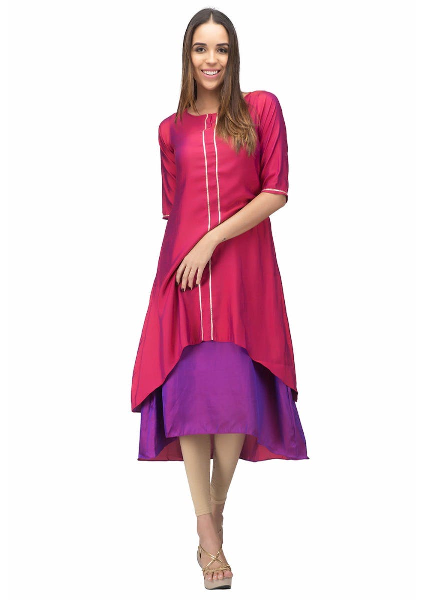 Get Contrast Double Layered Silk Tunic at ₹ 1550 | LBB Shop