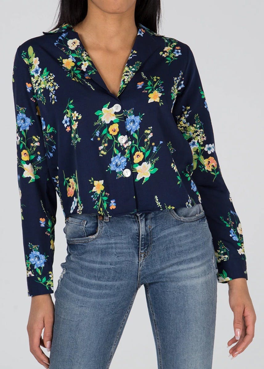 Get Floral Printed Navy Boxy Shirt at ₹ 990 | LBB Shop